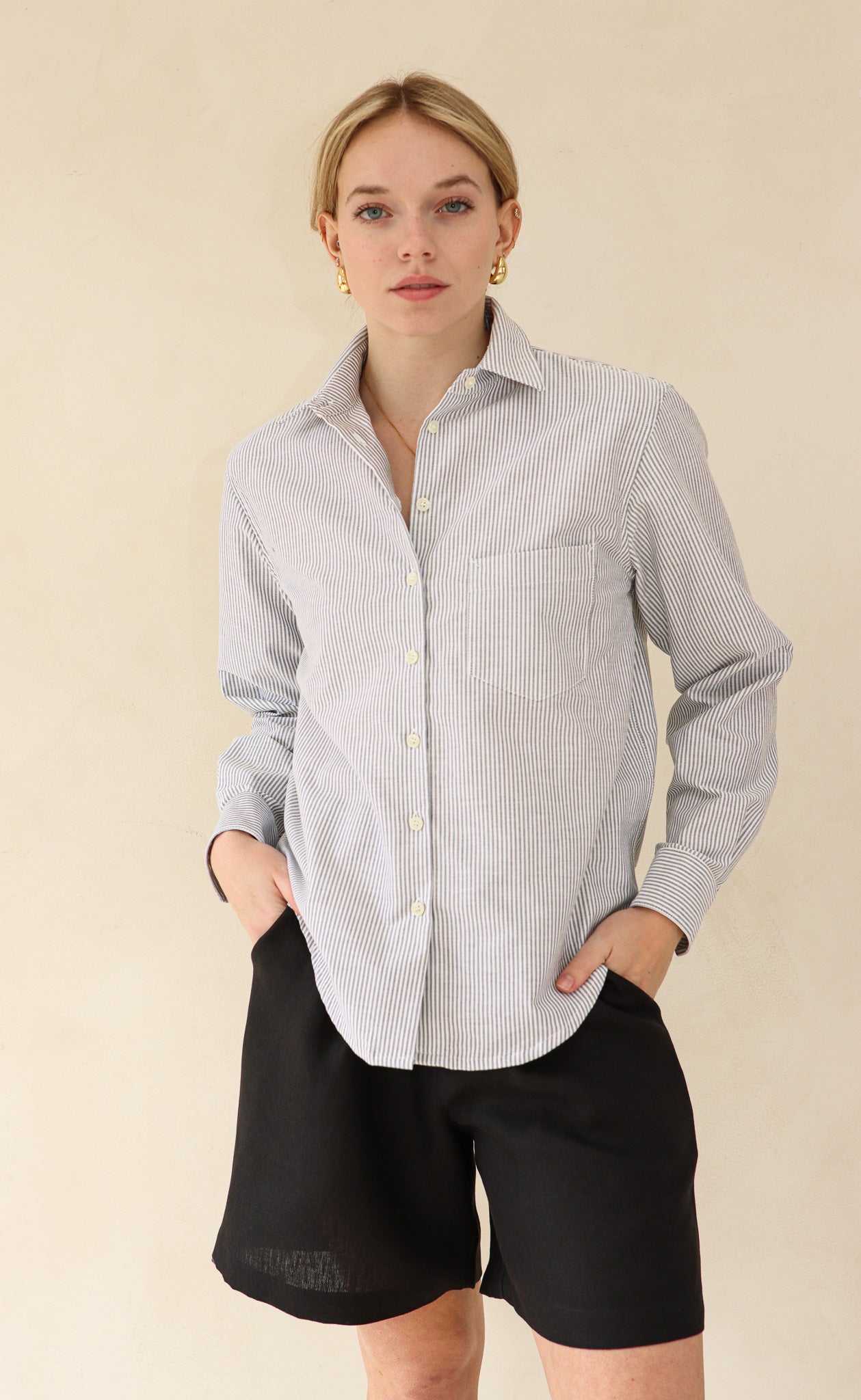 The Tailor - Women's Black & White Striped Button-Up Shirt – Power Of My People